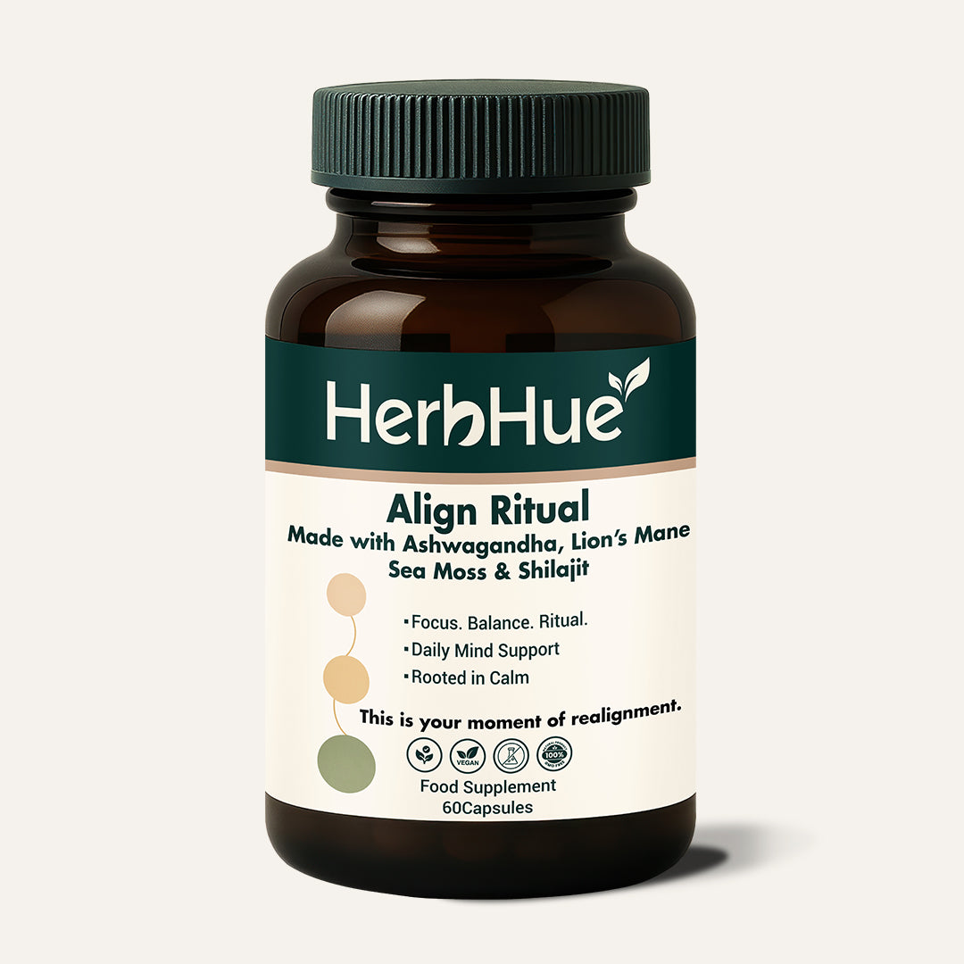 HerbHue Align Ritual – Ashwagandha, Lion’s Mane, Sea Moss & Shilajit f